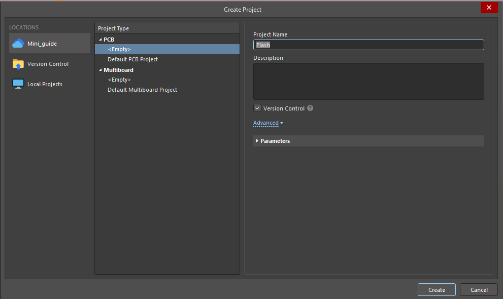Creating a Project and Schematic File | Altium App StartPage